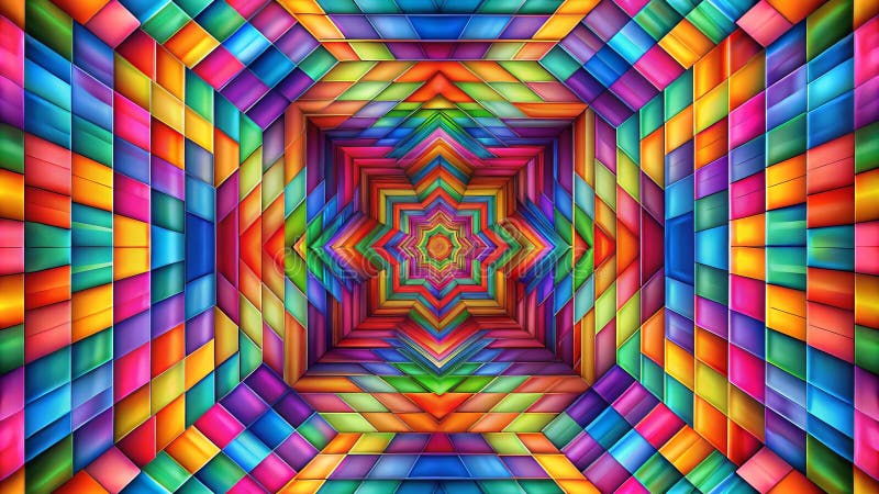 Vibrant Kaleidoscopic Pattern of Interlocking Colorful Blocks Forming a ...