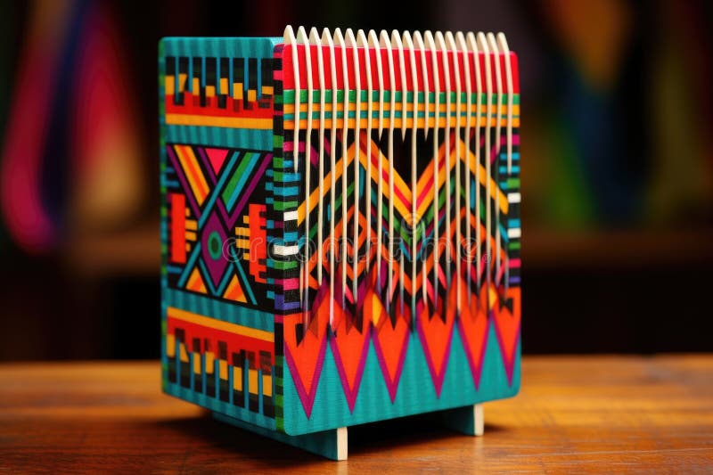 Vibrant Kalimba with Painted Geometric Patterns Stock Illustration ...