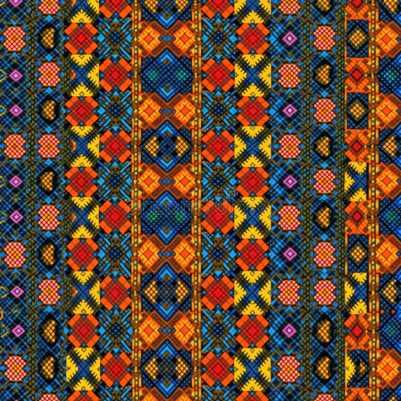 Vibrant Kente Cloth Pattern Features Geometric Designs. Bright Colours ...