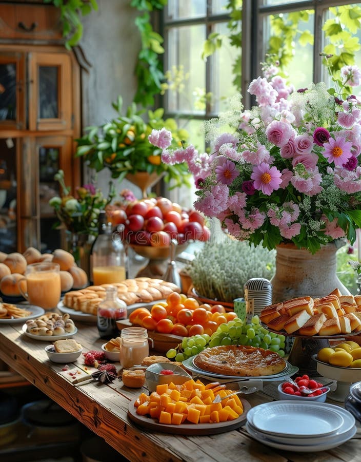 Vibrant Kitchen Scene during Weekend Brunch Preparation Stock ...