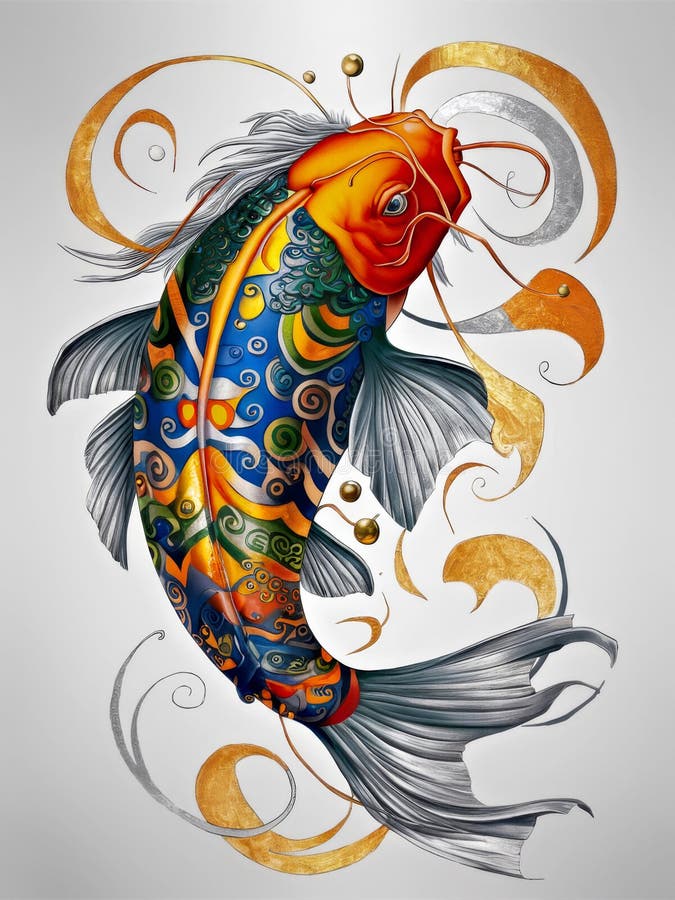 Vibrant Koi Fish with Ornate Patterns in Dynamic Motion - Perfect for ...