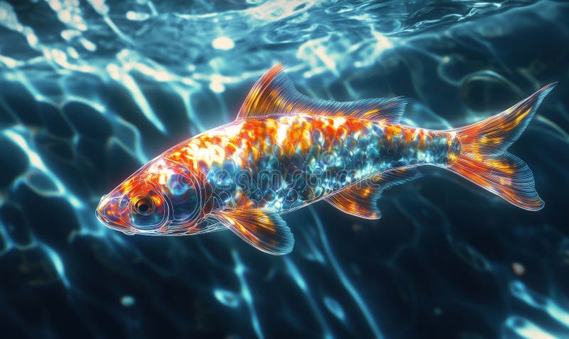 Vibrant Koi Fish Swimming Gracefully in Shimmering Water with ...