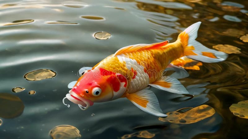 Colorful Koi Fish Swimming Gracefully in a Tranquil Pond Surrounded by ...