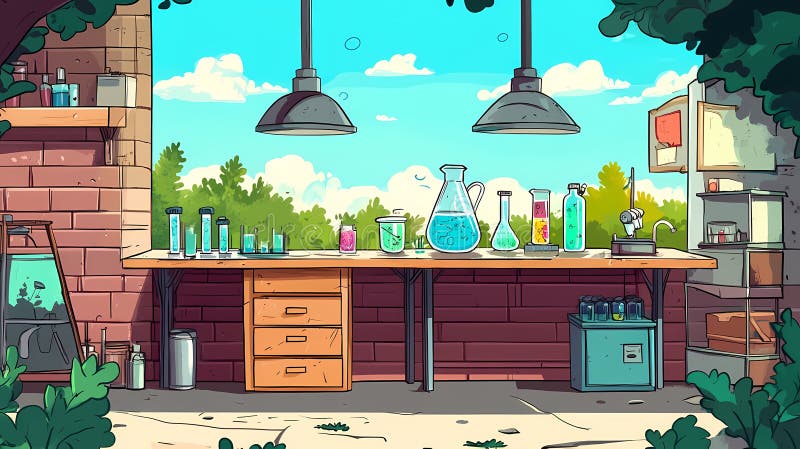 A Vibrant Laboratory Scene with Various Glassware and Equipment for ...