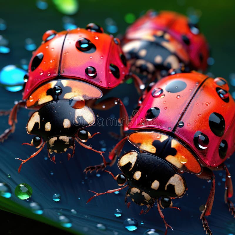 Vibrant Ladybug Heads, a Macro Illustration Stock Illustration ...