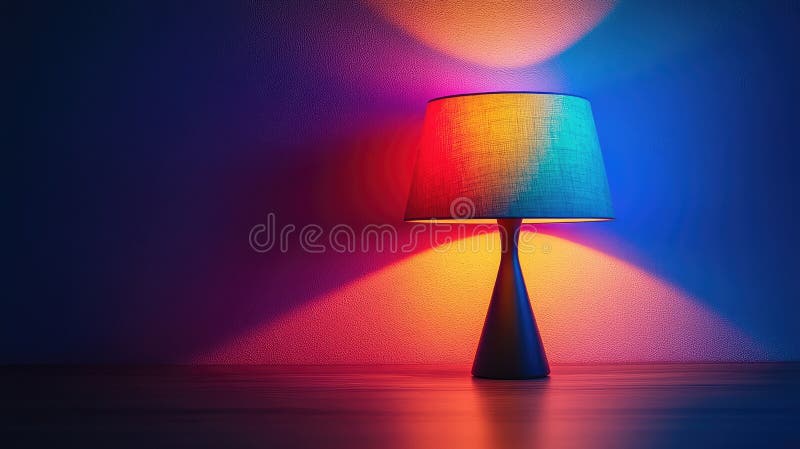 Vibrant Lamp with Multi-Colored Lights on Dark Background Stock Photo ...