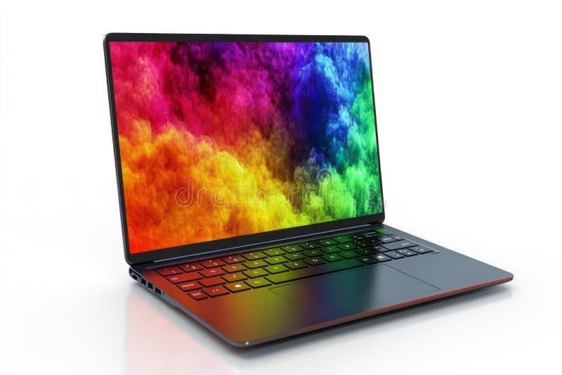 Vibrant Laptop with Colorful Screen Design. Ideal for Digital Art and ...