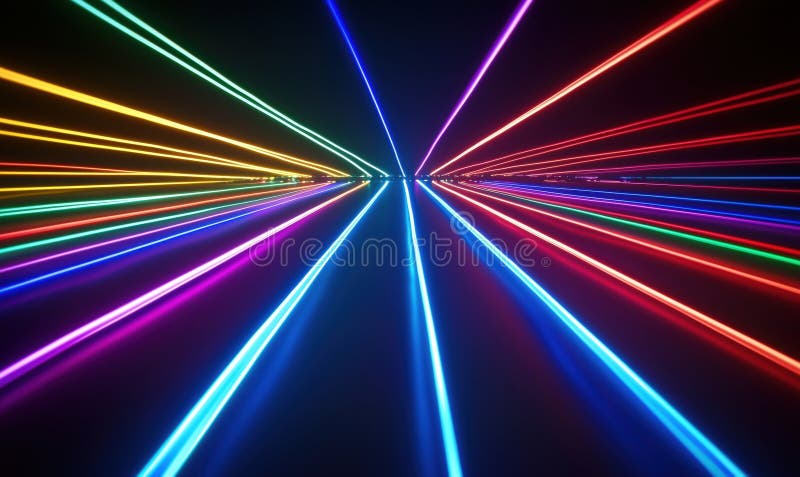 Vibrant Laser Light Display with Multicolored Beams Radiating in ...