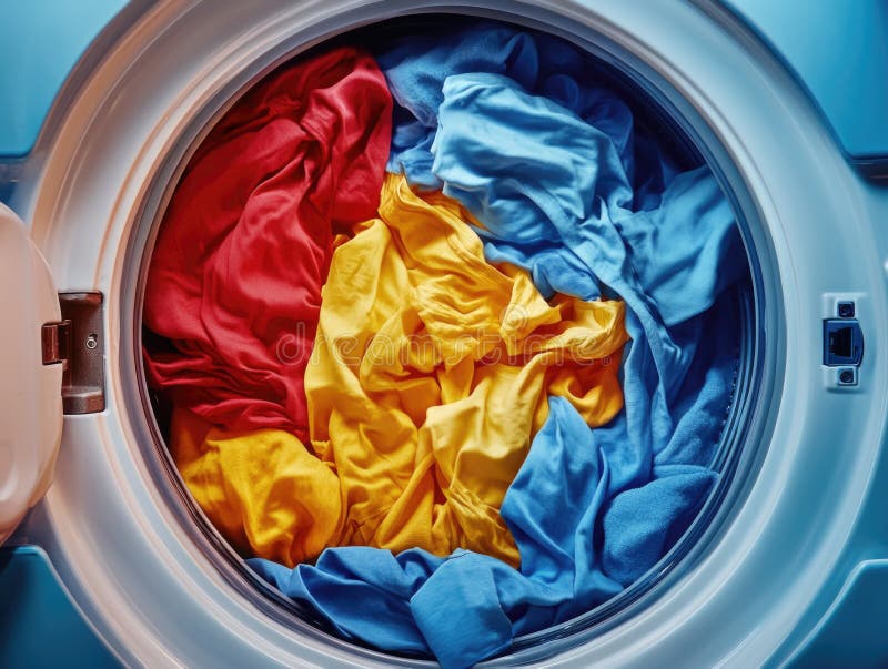 Vibrant Laundry in Washing Machine Stock Photo - Image of laundry ...