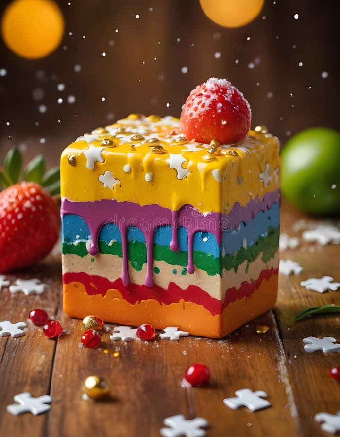 Vibrant Layered Cake with Unique Design Stock Photo - Image of ...