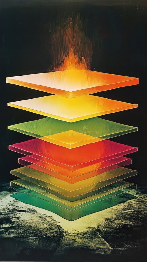 A Vibrant, Layered Design with Glowing Colors and Dynamic Shapes ...