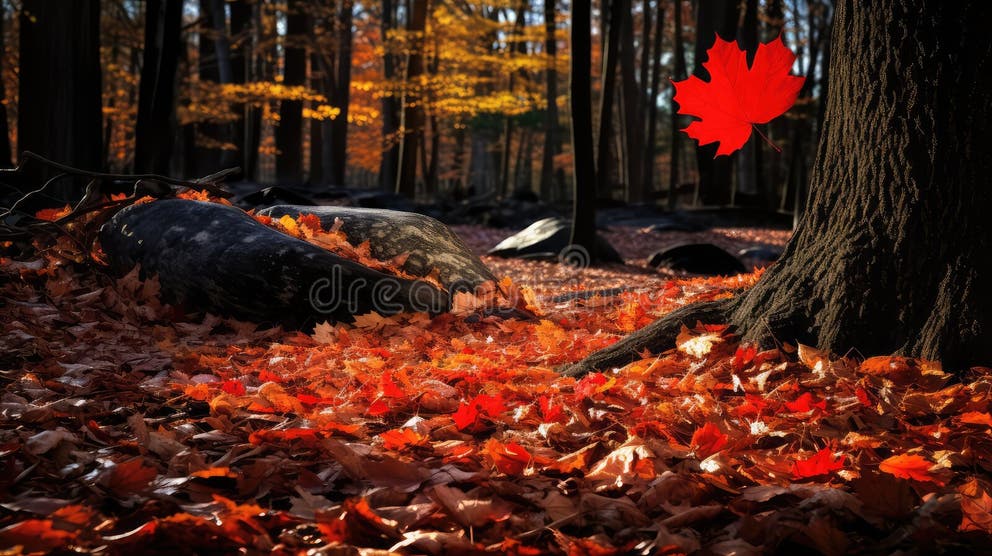 Vibrant Leaf Falling from Tree Stock Illustration - Illustration of ...