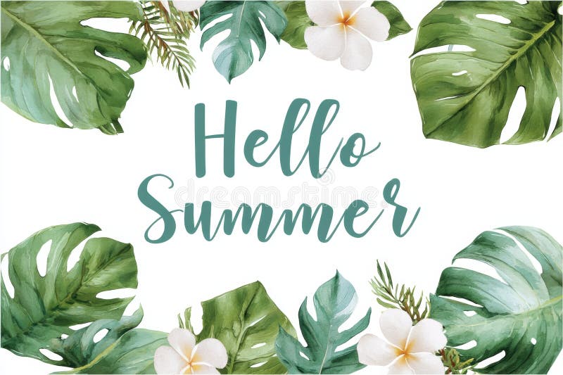 A Vibrant Leaf Frame Featuring the Cheerful Greeting Hello Summer ...