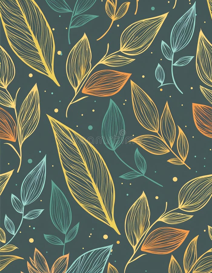 Vibrant Leaf Pattern on Dark Background, Perfect for Textile Designs ...
