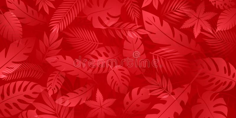 A Vibrant Leaf Pattern in Red Tones Stock Illustration - Illustration ...