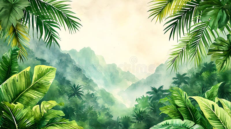 Tropical Maple Magic Square Frame of Exotic Foliage in a Botanical ...