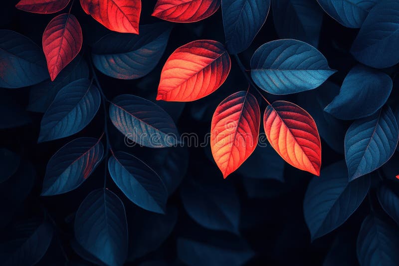 Vibrant Leaves with Contrasting Colors Create a Striking Visual Effect ...