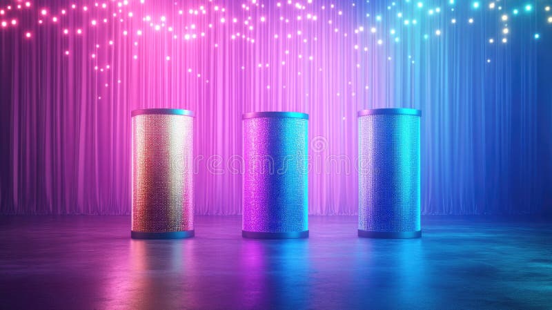 Vibrant Led Columns with Colorful Sparkling Lights on Stage Stock Image ...