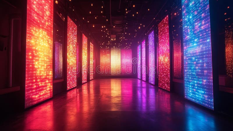 A Glowing LED Wall with Vibrant Colorful Lights Creating a Stunning ...