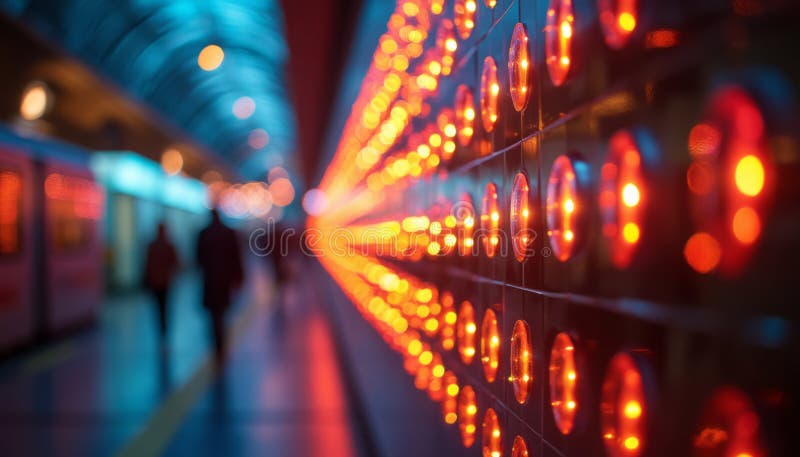 Vibrant LED Lights Illuminating a Subway Station Stock Photo - Image of ...