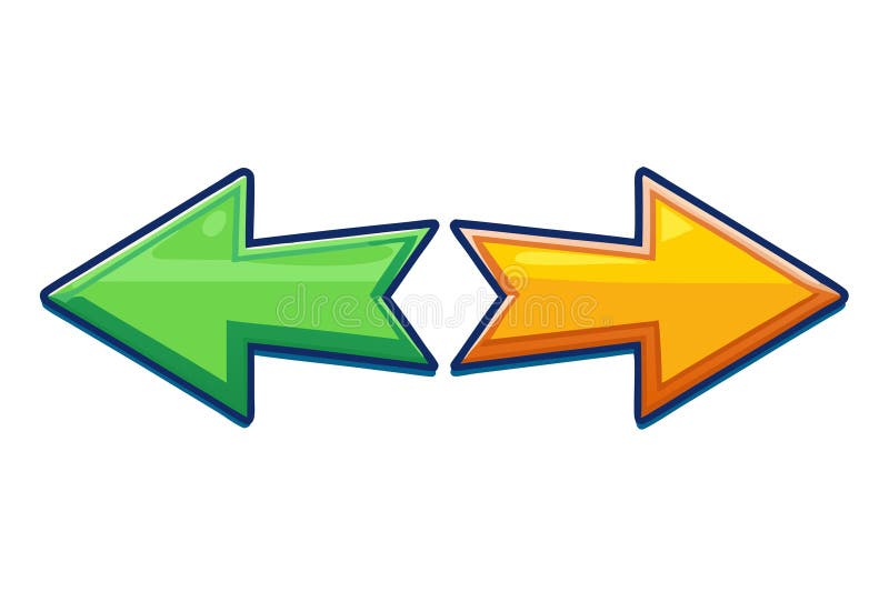 Vibrant Left and Right Arrows in Green and Orange with Sharp Edges ...