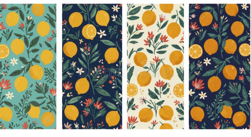 Vibrant Lemon Grove: a Collection of Seamless Pattern Designs with ...