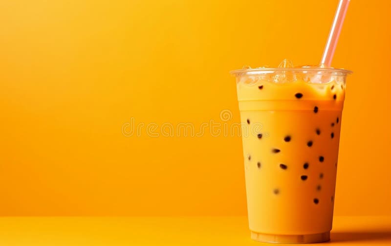 Vibrant Lemon Ice Bubble Tea Refreshment. Generative AI Stock ...