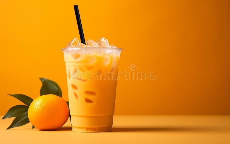 Vibrant Lemon Ice Bubble Tea Refreshment. Generative AI Stock ...