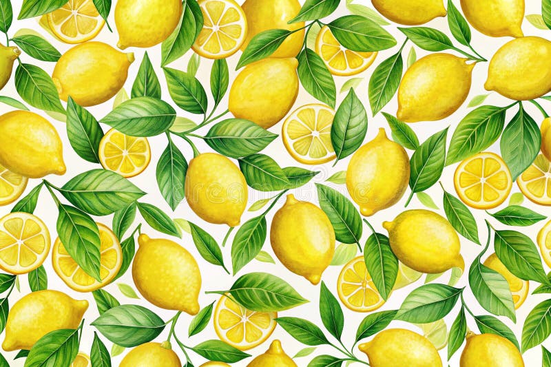 Vibrant Lemon Pattern Wallpaper a Fresh Summery Design for Your Home or ...