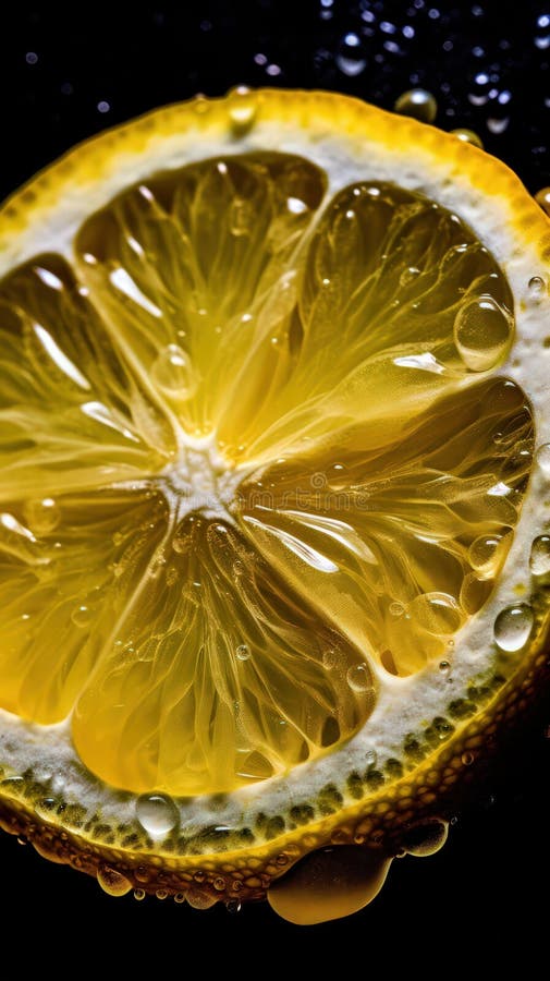 Vibrant Lemon Slice with Extreme Macro Close-Up AI Generated Stock ...