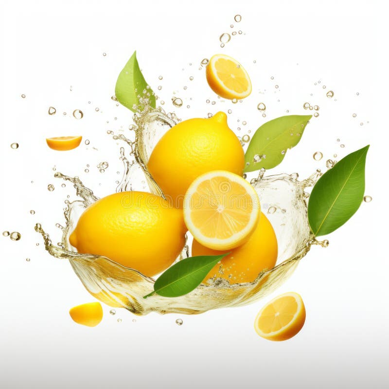 Vibrant Lemon Splash: Realistic Forms and Lively Illustrations Stock ...