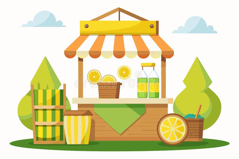 A Vibrant Lemonade Stand Features Jars, Lemons, and Cheerful Decor Set ...
