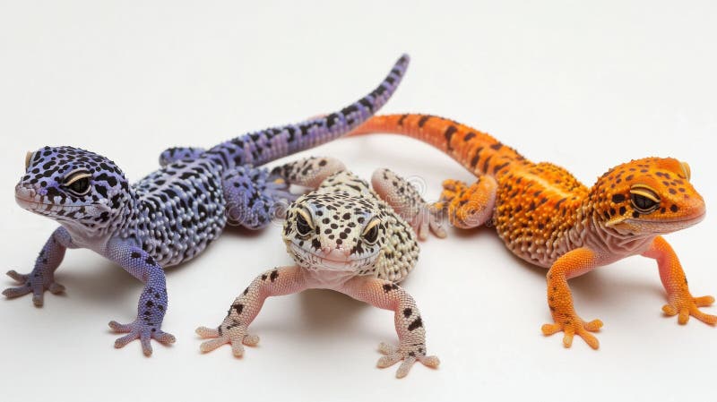 Vibrant Leopard Geckos Showcasing Unique Patterns and Colors Stock ...