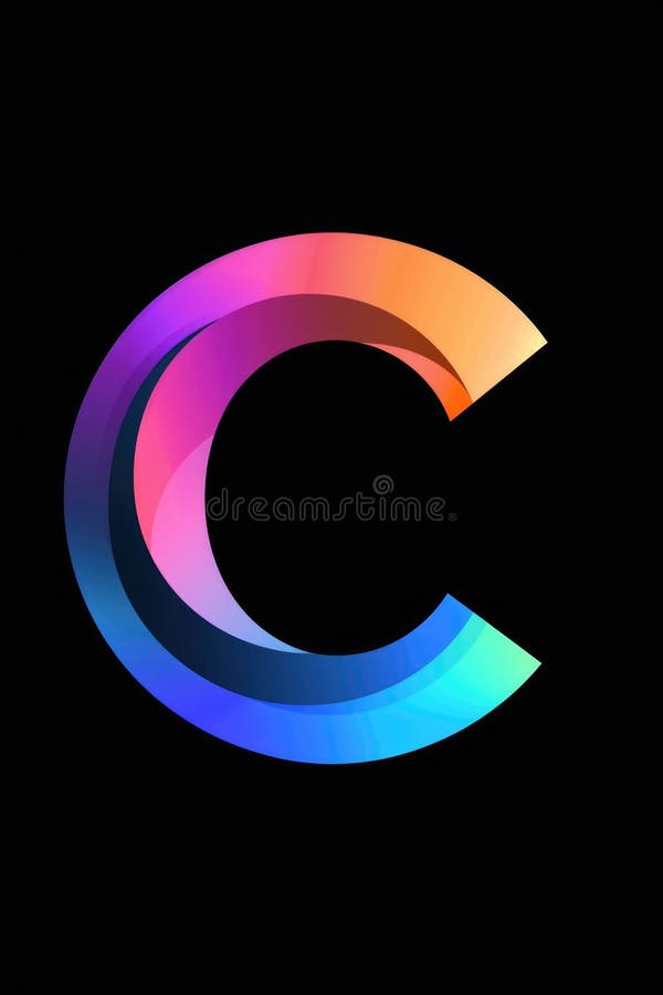 Vibrant Letter C on Dark Backdrop, Suitable for Graphic Design Projects ...
