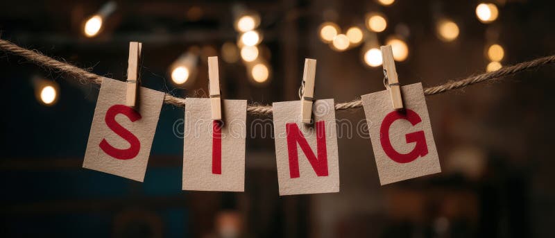 The Vibrant Letters Spelling SING Illuminated by Warm Lights. AI ...