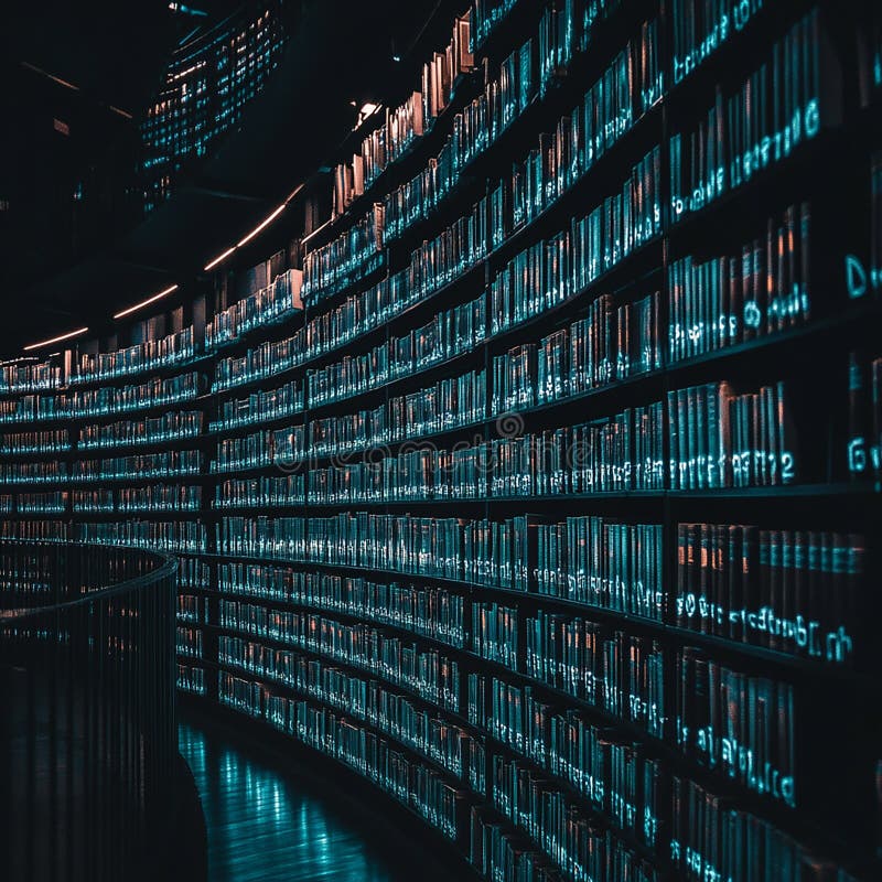 A Vibrant Library Wall with Glowing Educational Tools and Inspiring ...