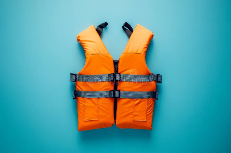 Vibrant Life Jacket on Blue Background Stock Illustration ...