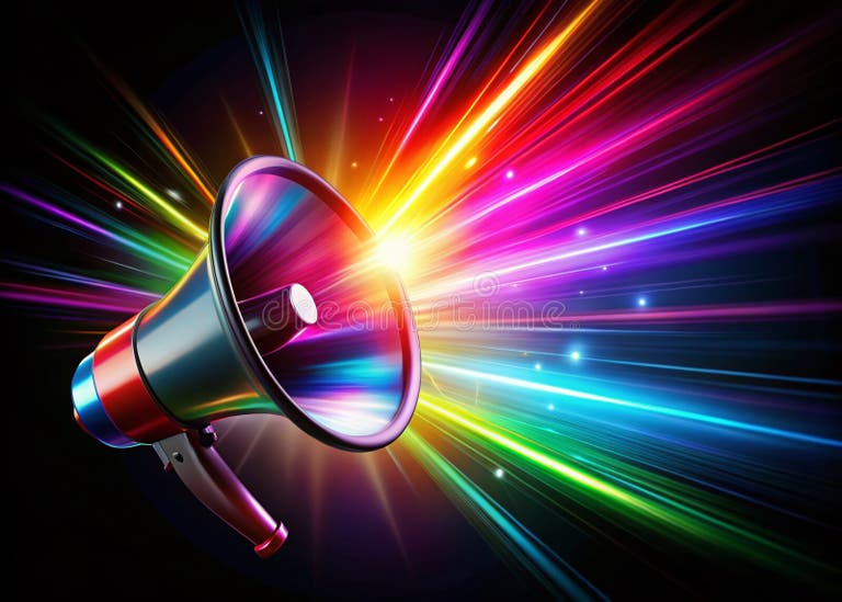Vibrant Light Beams Emitting from a Megaphone a Powerful Visual ...