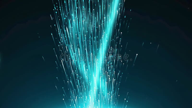 Futuristic Light Beams and Glowing Particle Streams in Night Sky ...