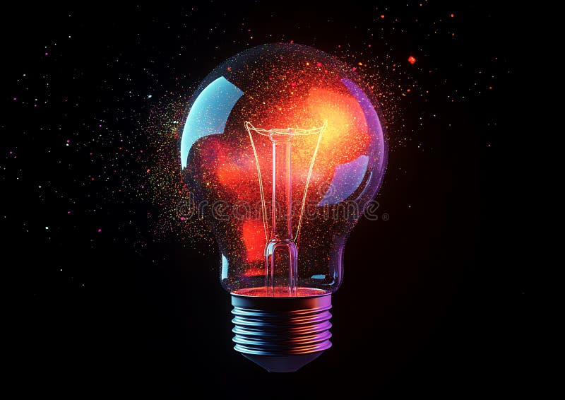 Creative Light Bulb Exploding with Colorful Paint New Idea Concept ...