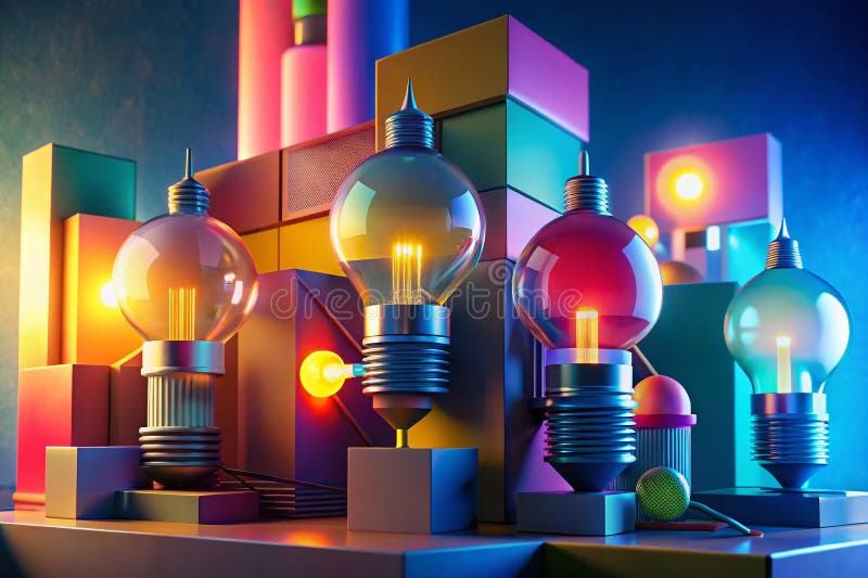 Vibrant Light Bulb Installations Architectural Photography Showcasing ...