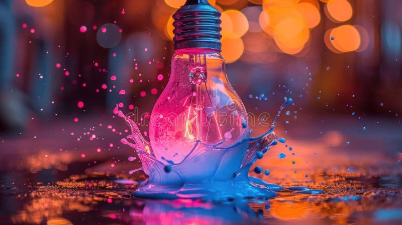 Vibrant Light Bulb with Paint Splatter on White Background Stock Photo ...