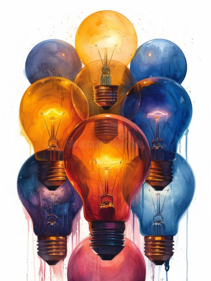 Vibrant Light Bulb Painting Illumination Generative AI Stock ...
