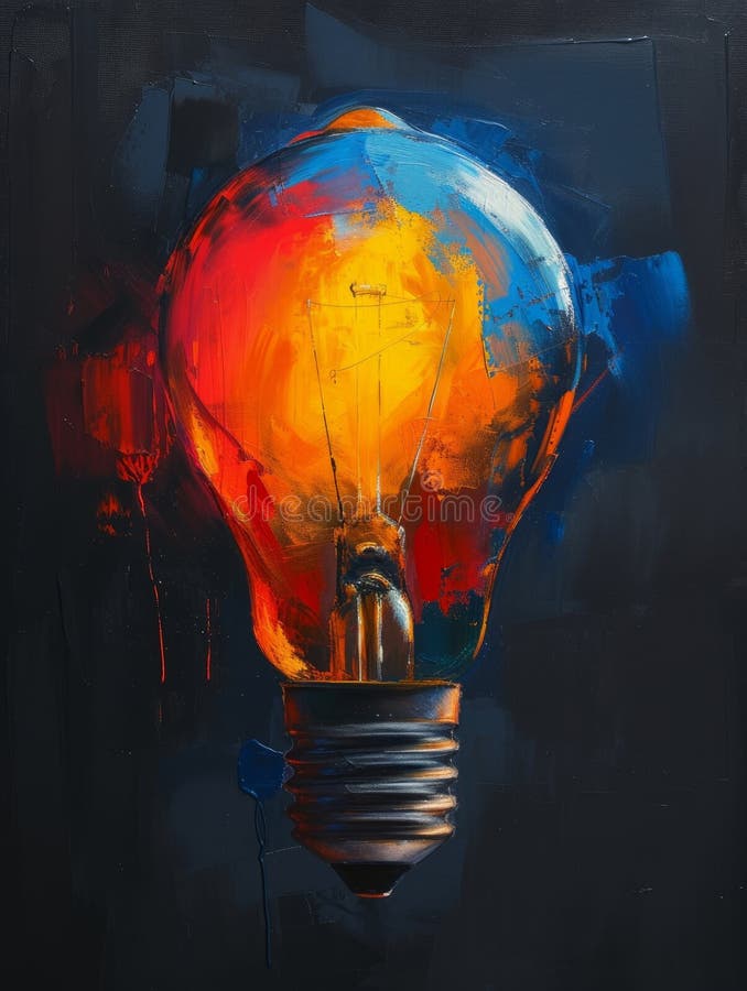 Vibrant Light Bulb Painting Illumination Generative AI Stock ...