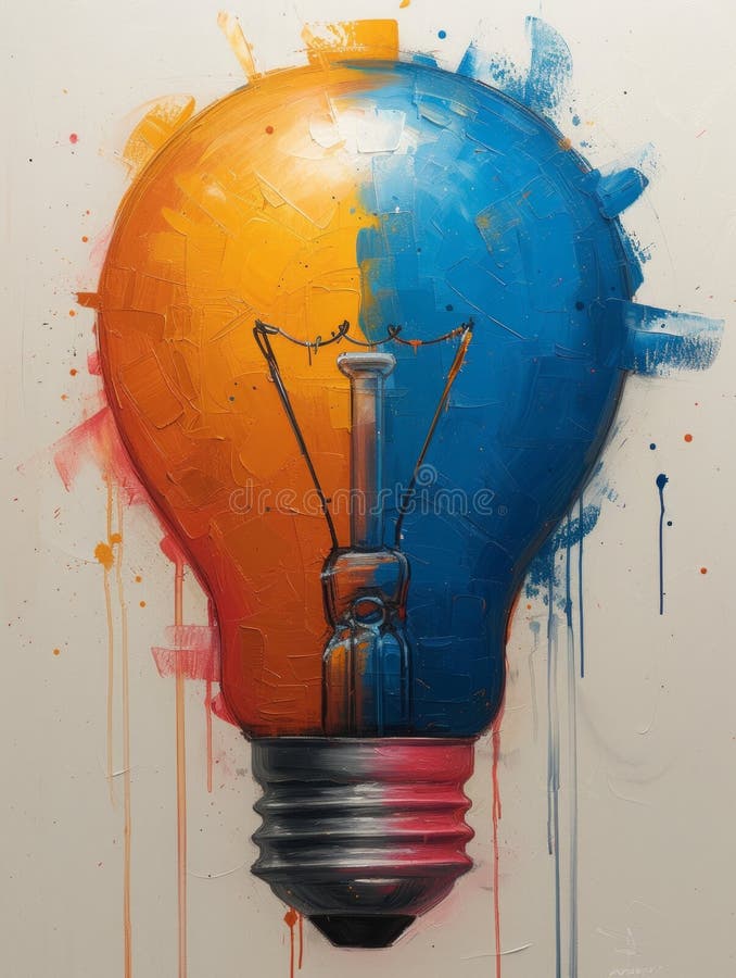 Vibrant Light Bulb Painting Illumination Generative AI Stock ...