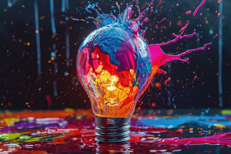 A Vibrant Light Bulb with a Splash of Paint, Perfect for Adding a Pop ...
