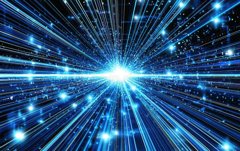 Vibrant Light Explosion with Blue Rays Radiating Outward, Creating a ...