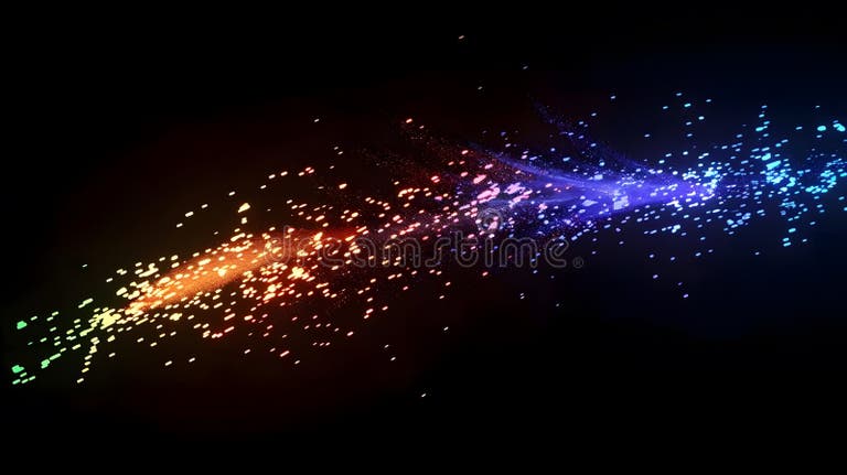 Vibrant Light Particles Explode and Flow Dynamically Across a Black ...