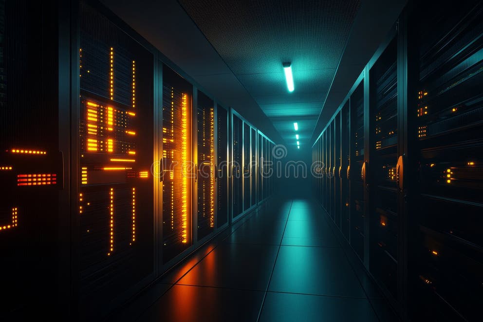 Vibrant Light Patterns Illuminate the Data Flow in a Modern Server Room ...
