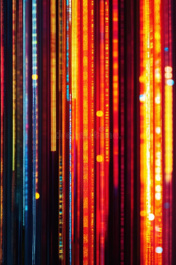 Vibrant Light Patterns Illuminate a Vertical Display of Colorful ...